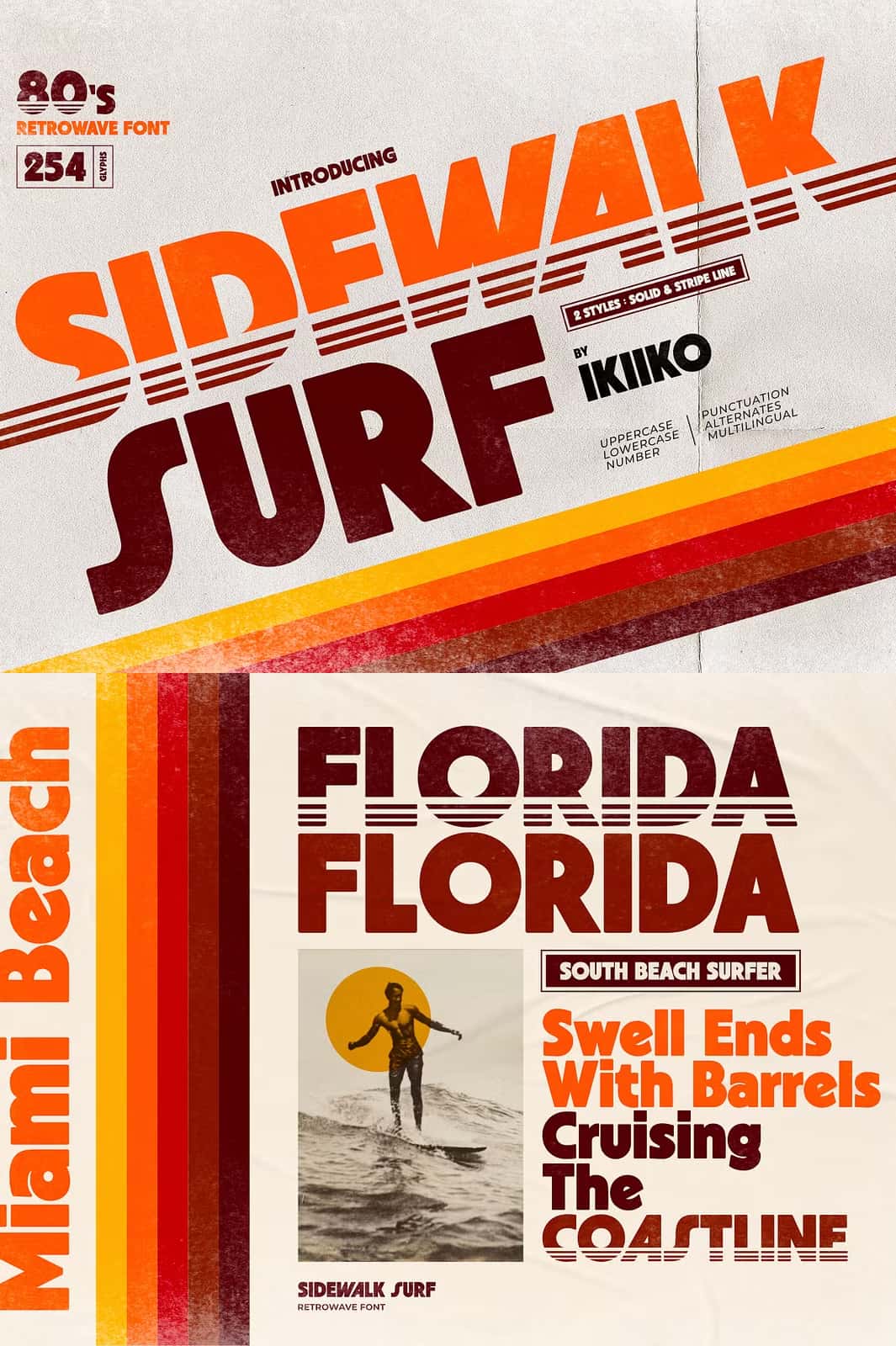 Sidewalk Surf - 80s Retrowave Font - Coreografy