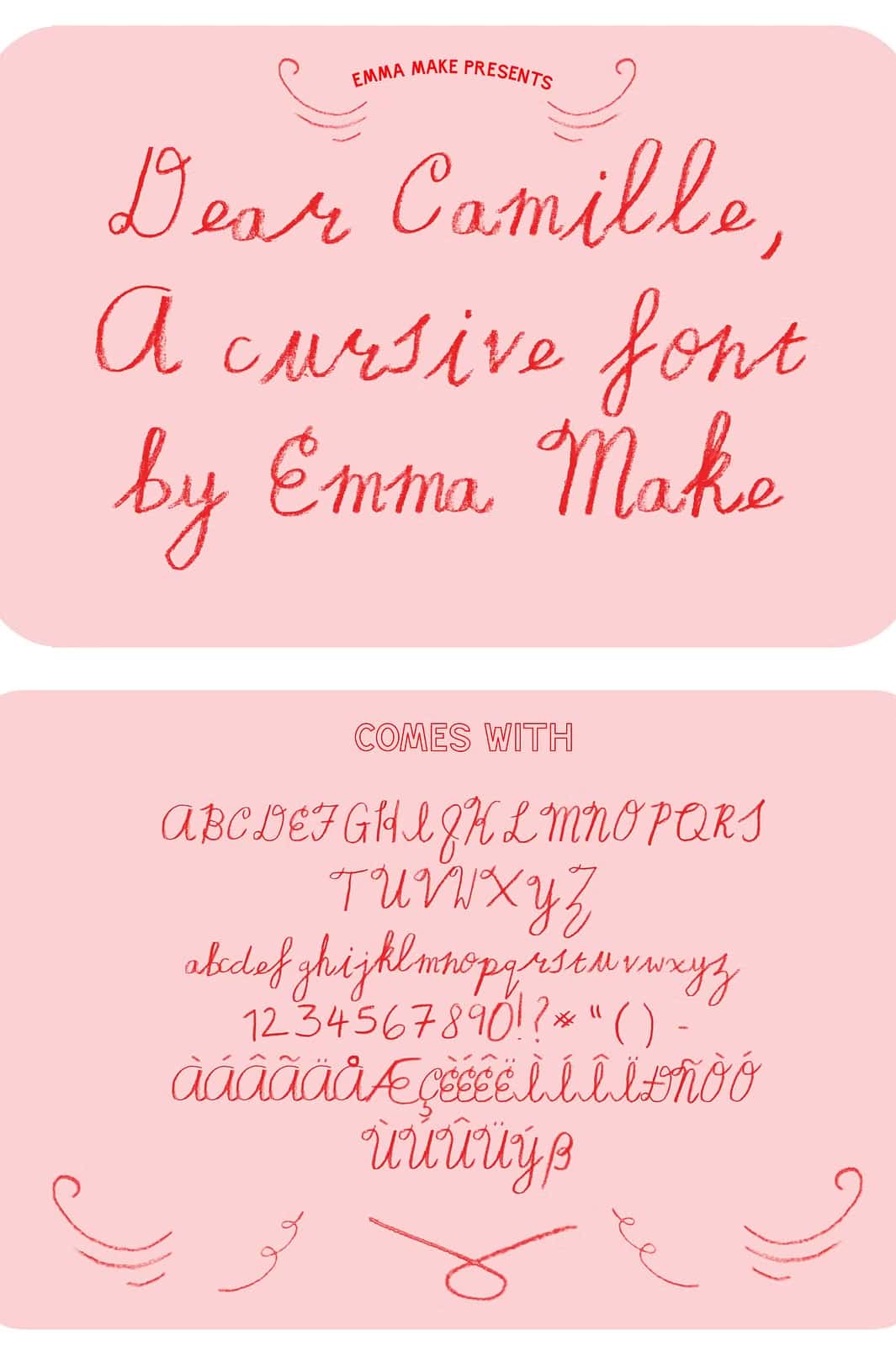 Dear Camille; A truly cursive font - Coreografy
